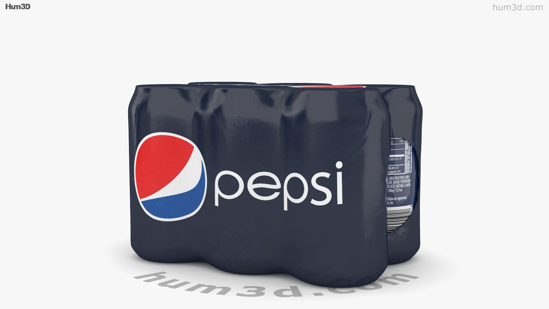 360 view of Plastic Shrink Wrapped Pepsi Cans Pack 3D model - 3DModels ...