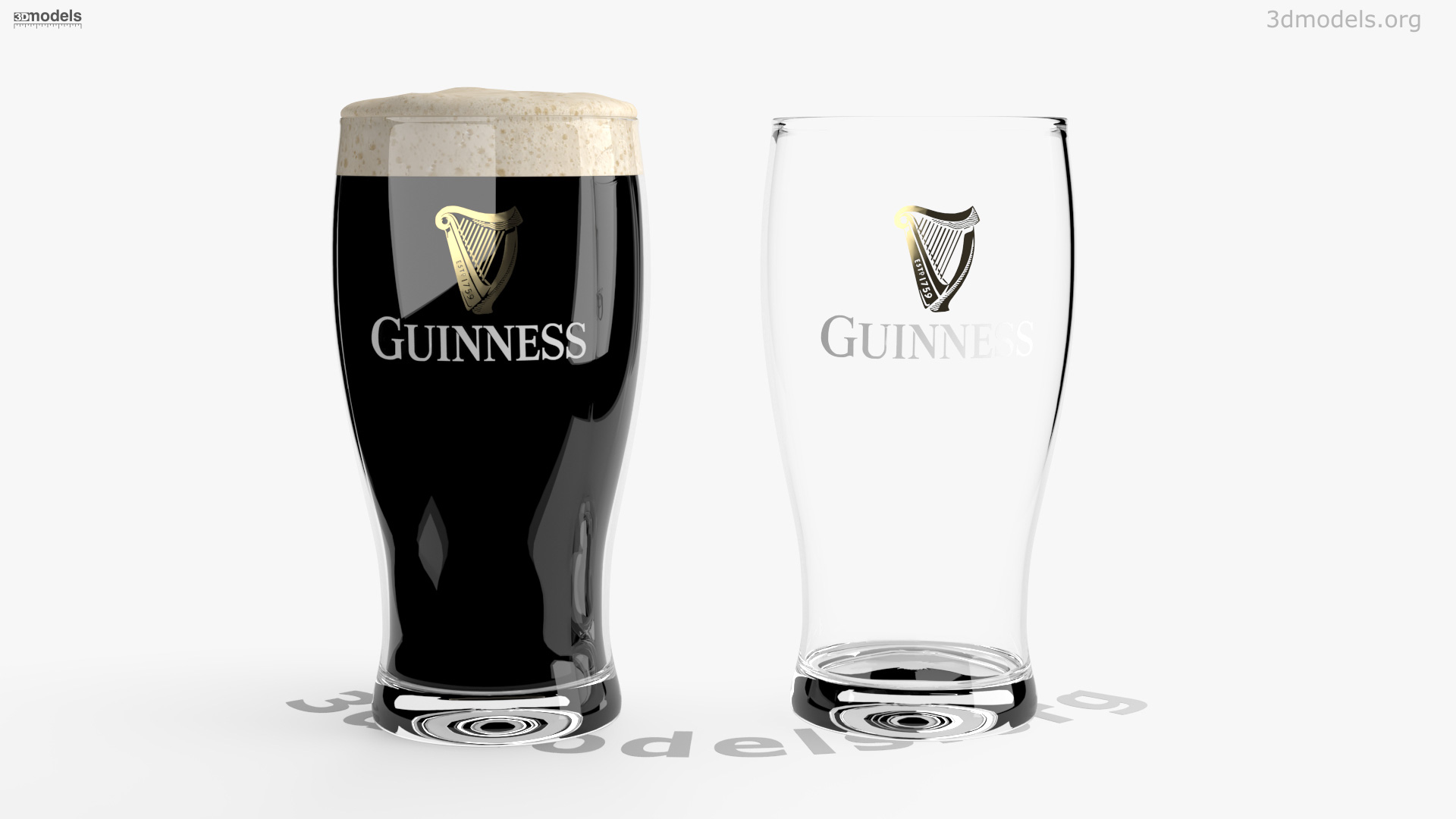 360 view of Weizen Glass Guinness 3D model - 3DModels store