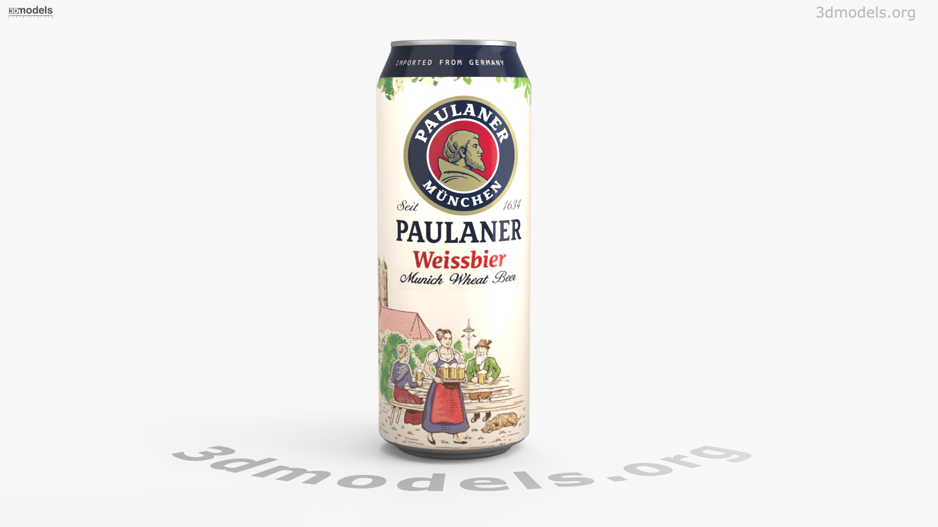 360 view of Paulaner Weissbier Can 500ml 3D model - 3DModels store