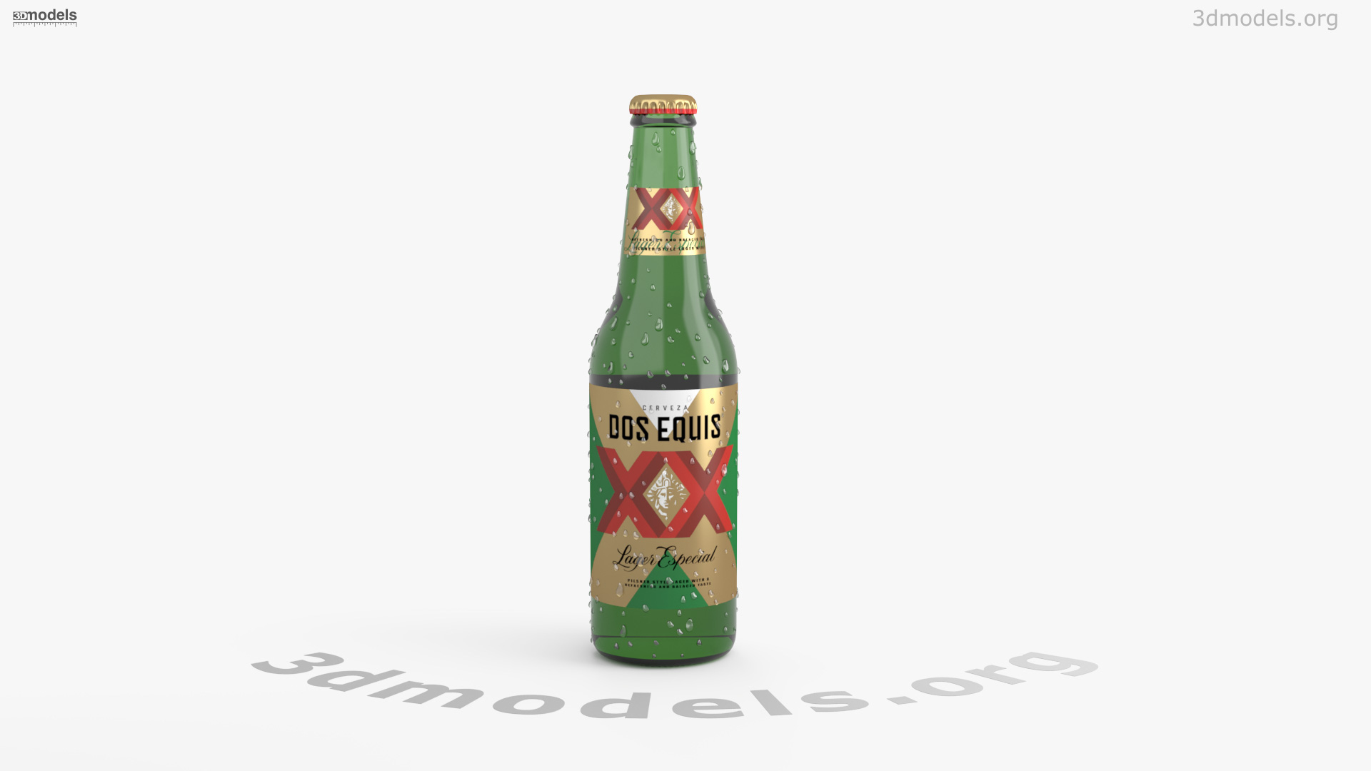 360 view of Dos Equis Lager Especial Bottle 330ml 3D model - 3DModels store