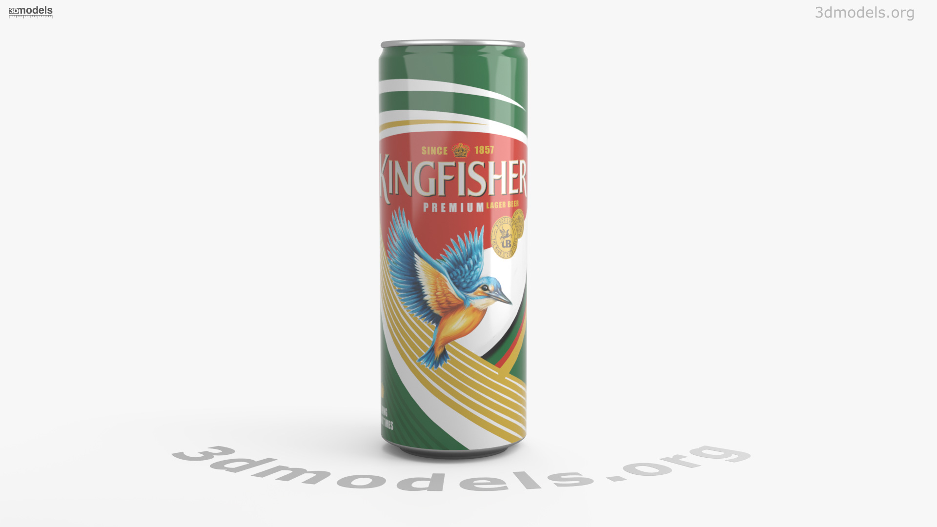 360 view of Kingfisher Premium Beer Can 355ml 3D model - 3DModels store
