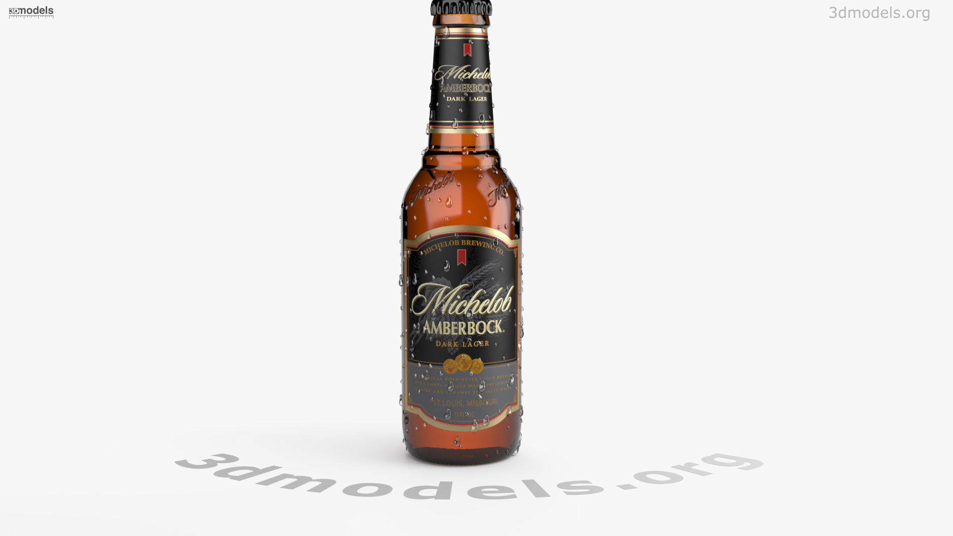 360 view of Michelob Amber Bock Beer Bottle 3D model - 3DModels store