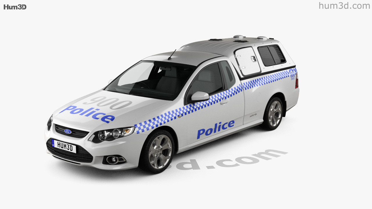 360 view of Ford Falcon UTE XR6 Police 2010 3D model - 3DModels store