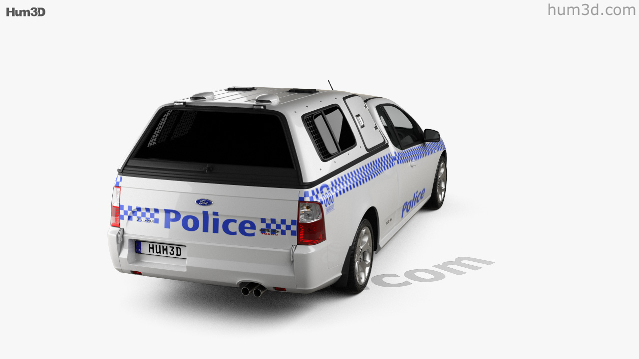 360 view of Ford Falcon UTE XR6 Police 2010 3D model - 3DModels store
