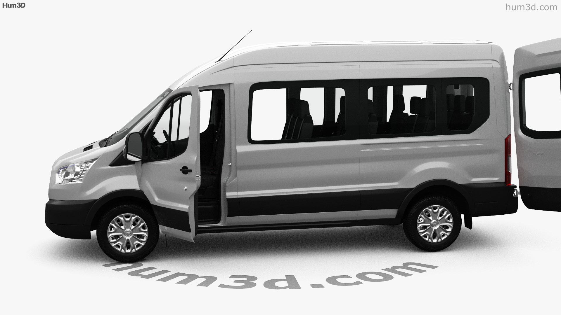 360 view of Ford Transit Passenger Van L2H3 with HQ interior 2015 3D ...
