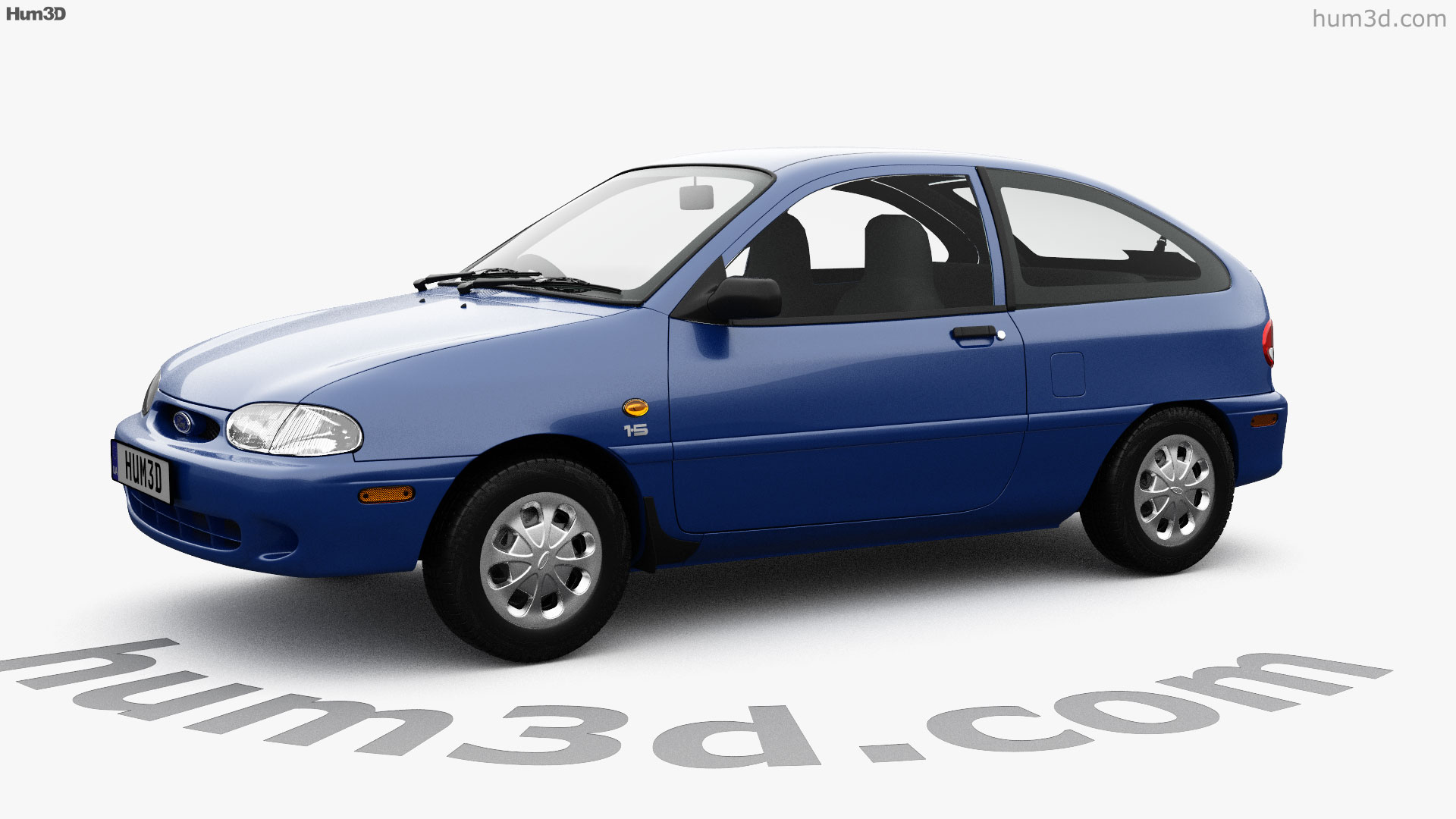 360 view of Ford Festiva Trio 3-door hatchback 2000 3D model - 3DModels ...
