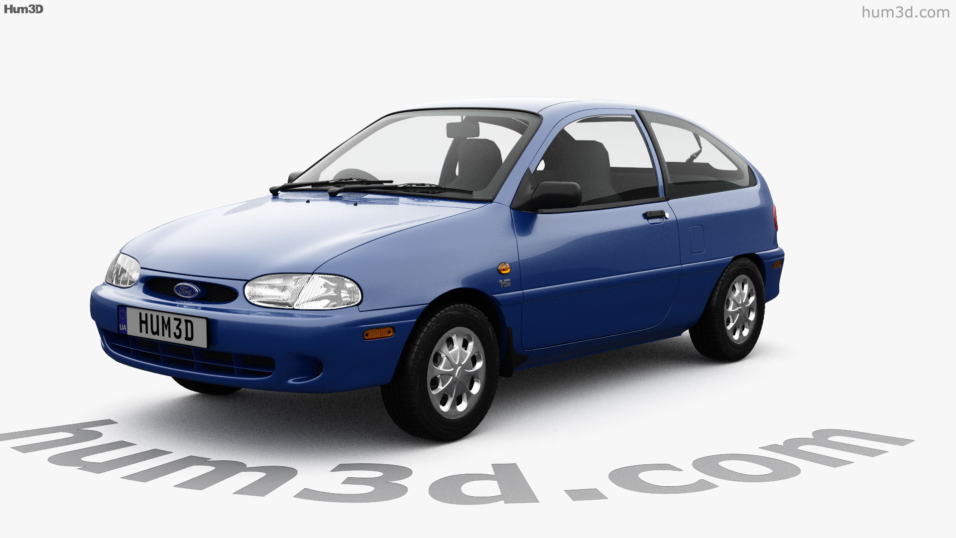 360 view of Ford Festiva Trio 3-door hatchback 2000 3D model - 3DModels ...