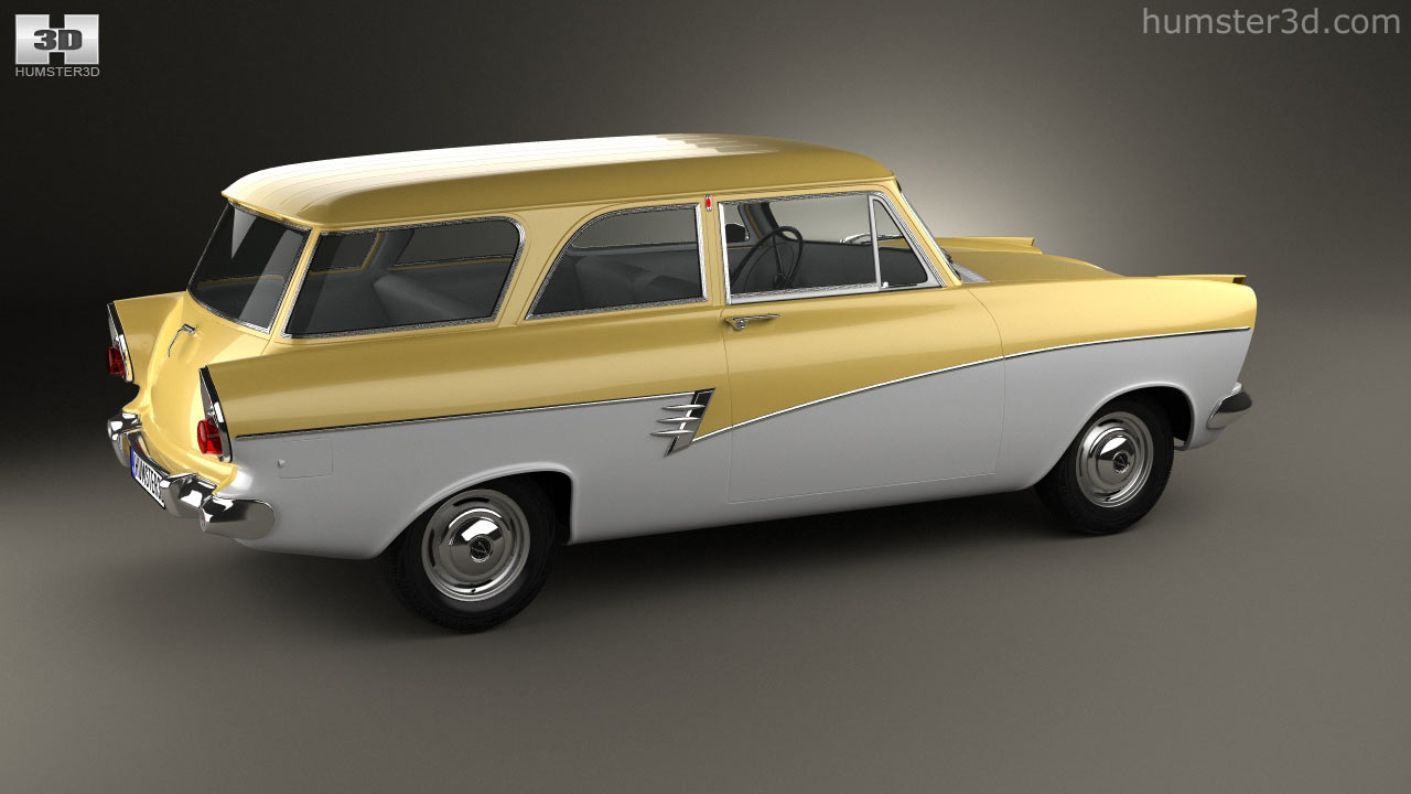 360 view of Ford Taunus P2 17M kombi 1957 3D model - 3DModels store