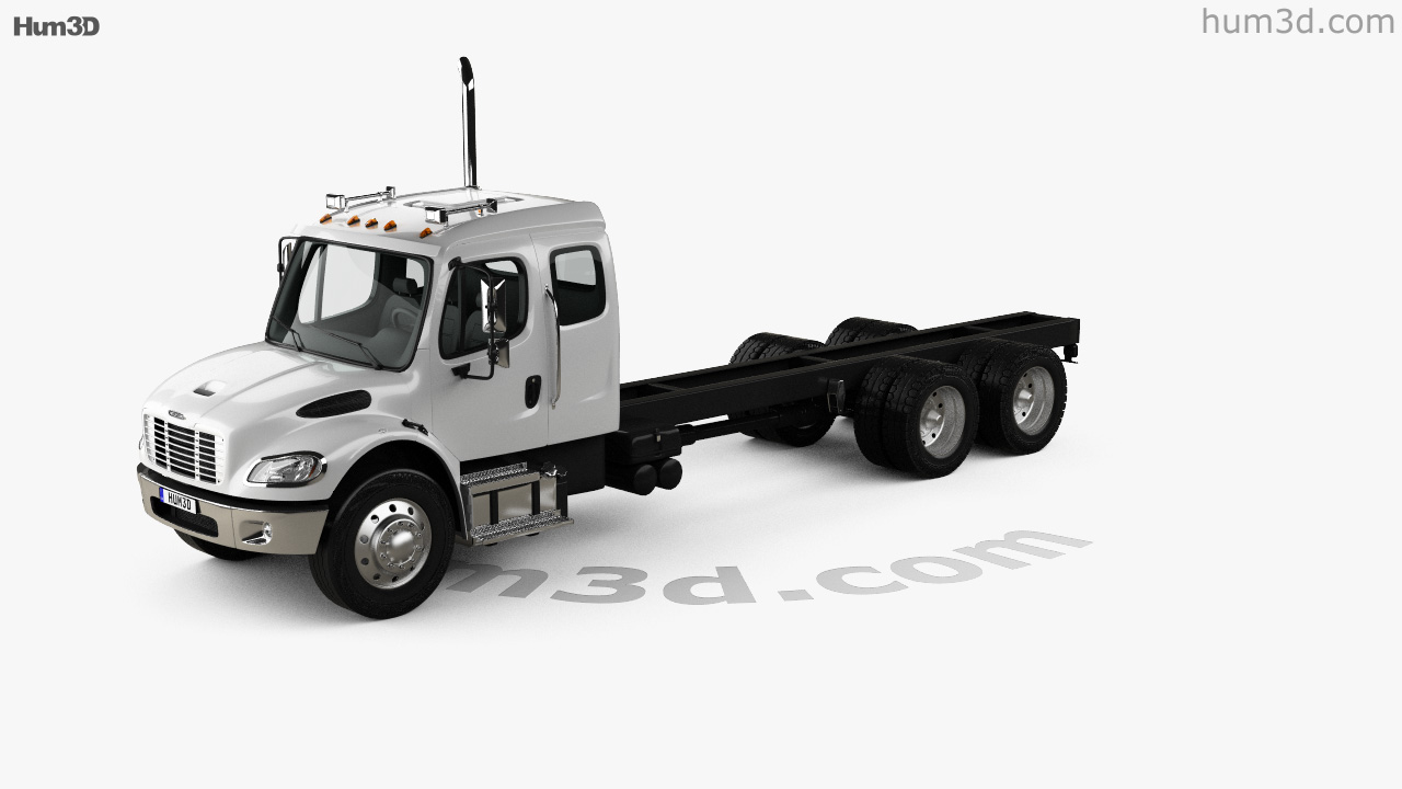 360 view of Freightliner M2 Extended Cab Chassis Truck 3-axle 2020 3D ...