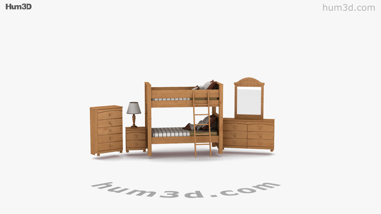 360 view of Ashley Stages Bunk Bedroom set 3D model - 3DModels store