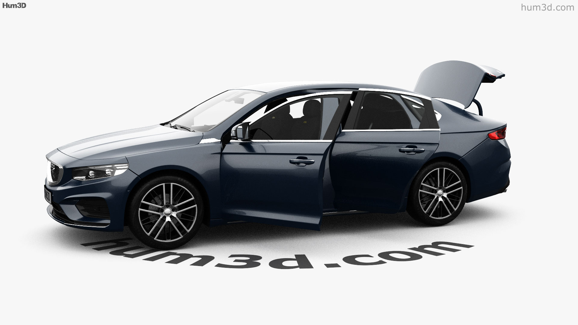 360 view of Geely Preface with HQ interior 2023 3D model - 3DModels store