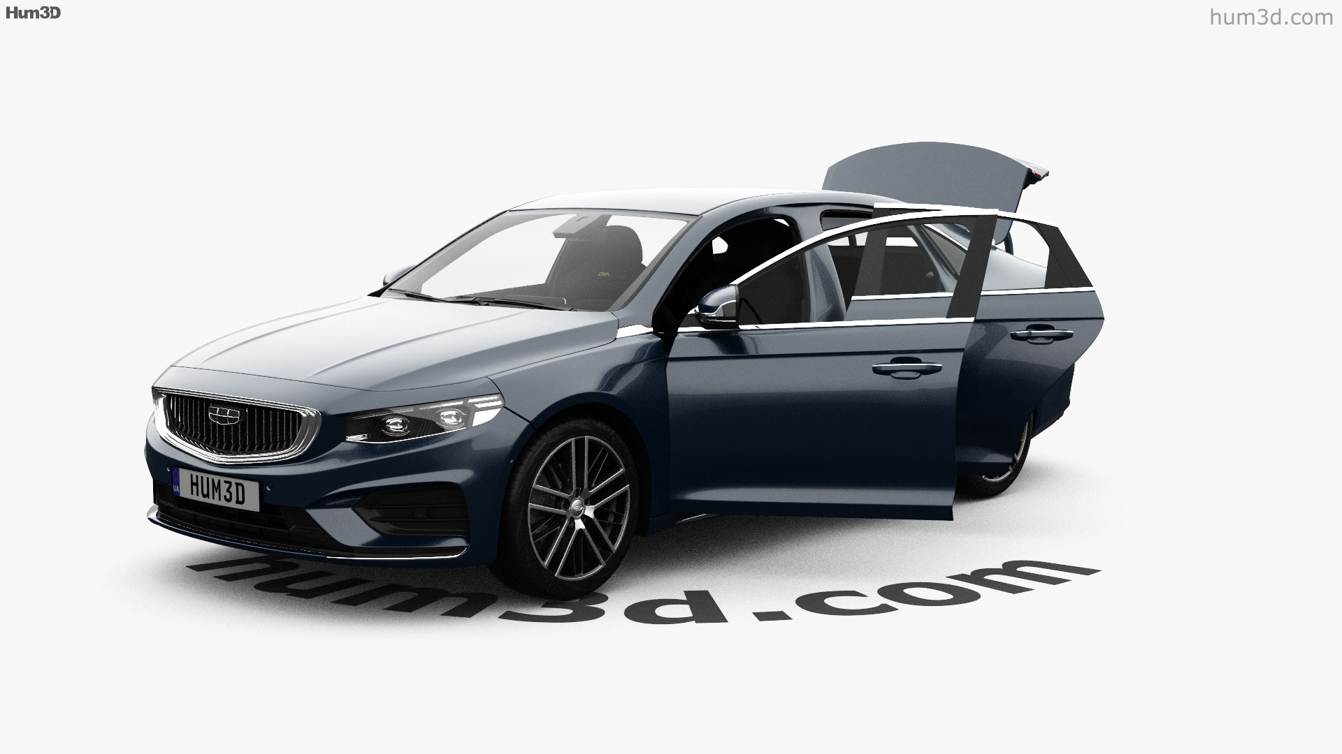 360 view of Geely Preface with HQ interior 2023 3D model - 3DModels store