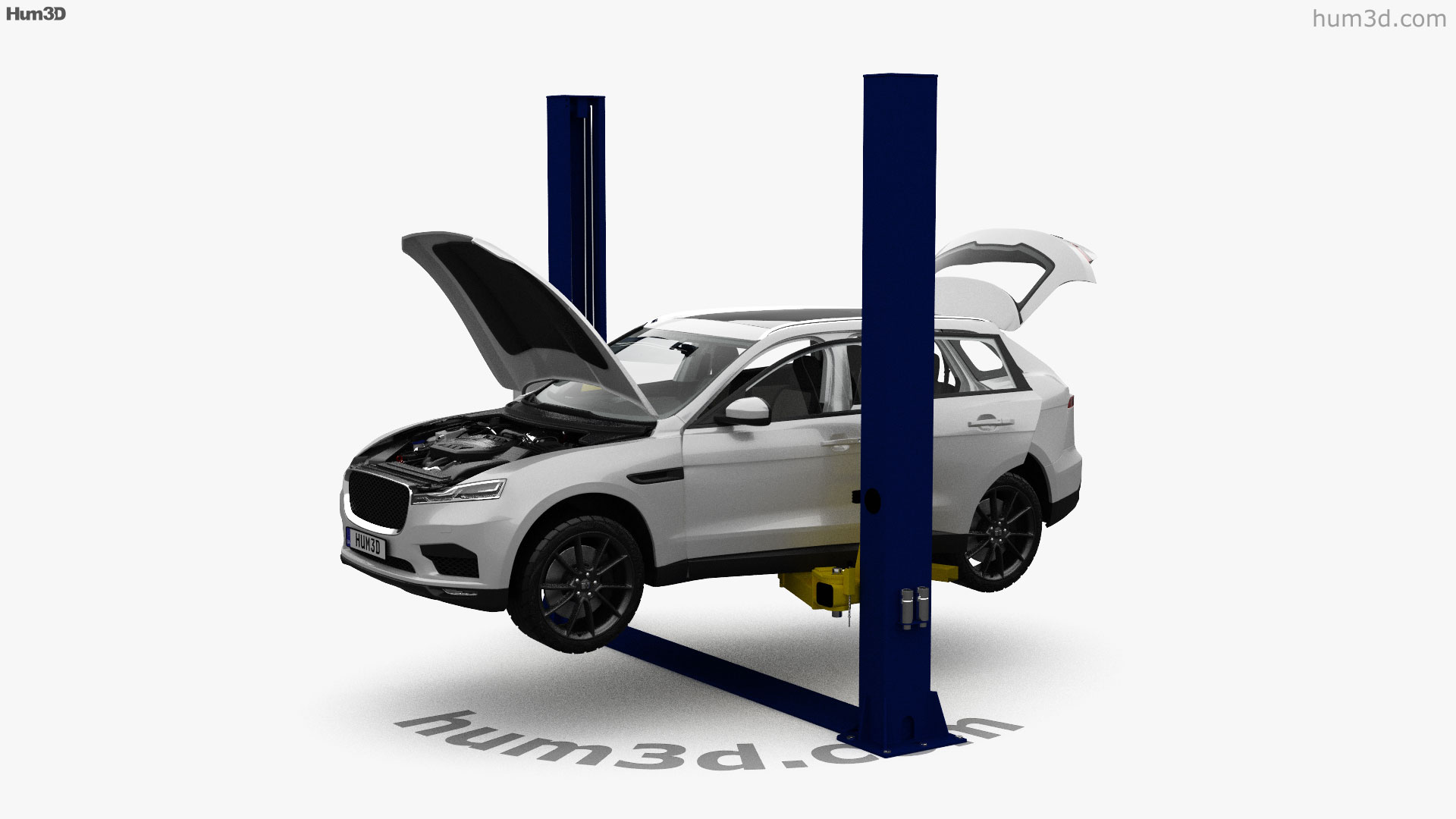 360 view of Car with an open hood on Car Lift 3D model - 3DModels store