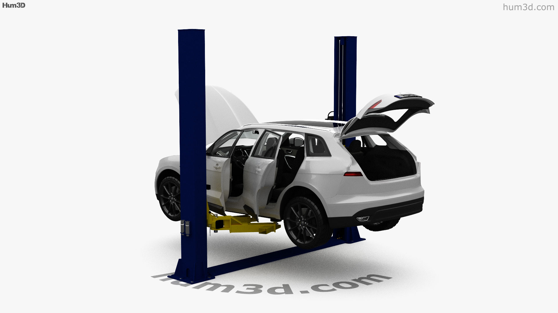 360 view of Car with an open hood on Car Lift 3D model - 3DModels store