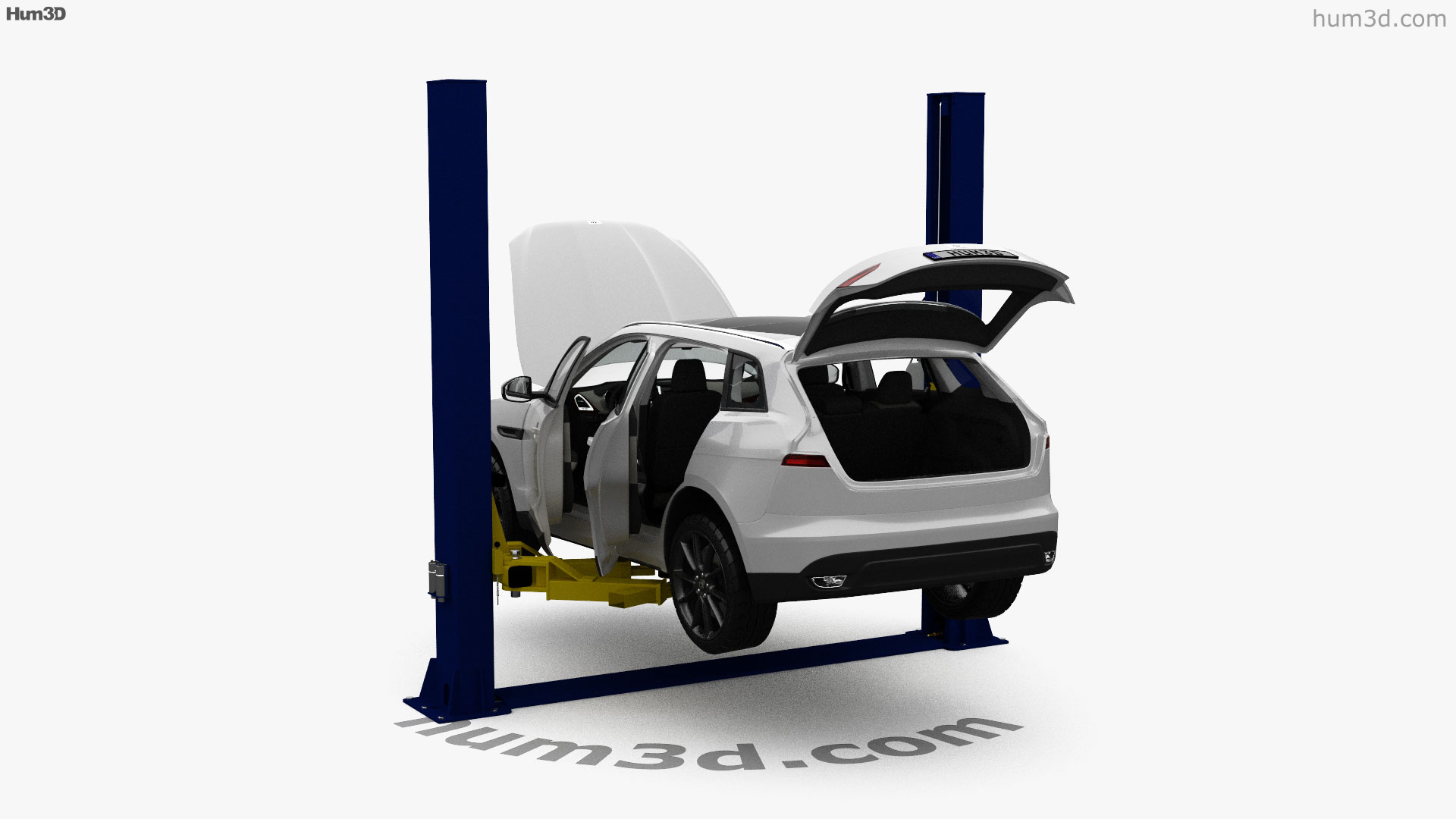 360 view of Car with an open hood on Car Lift 3D model - 3DModels store