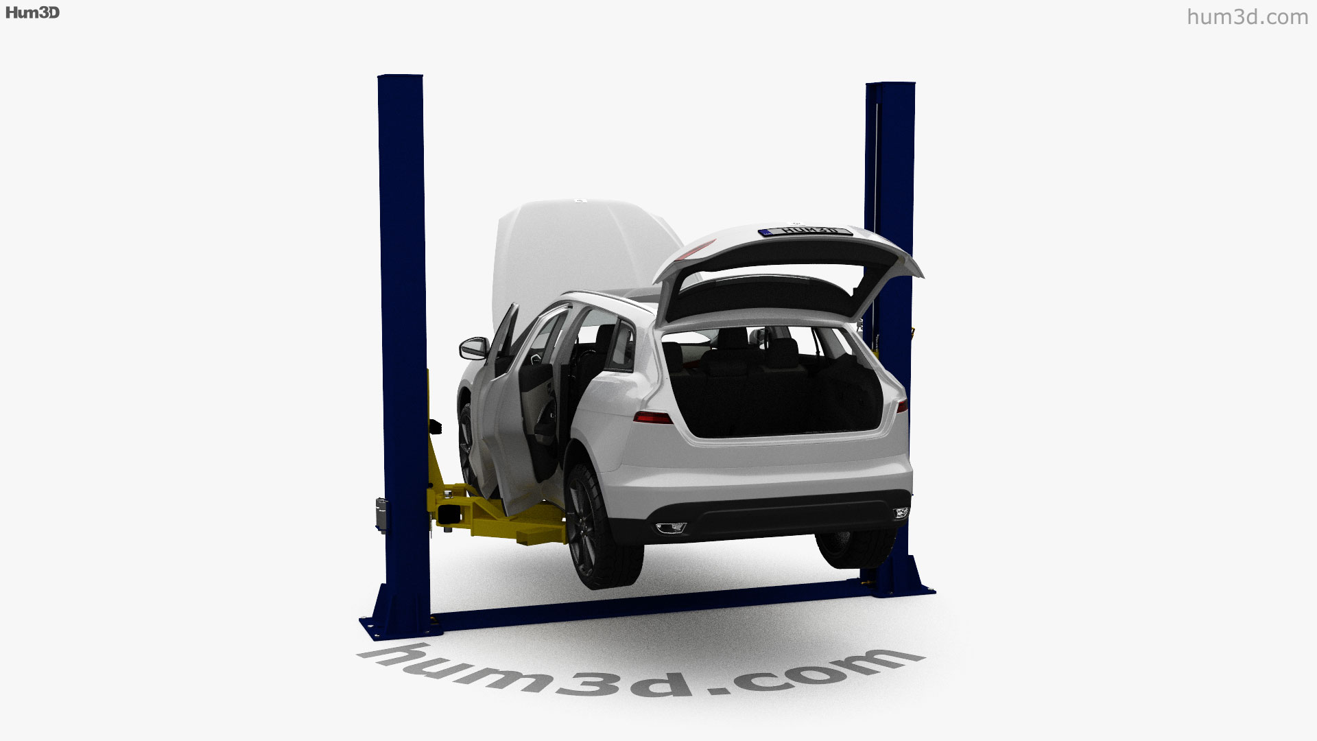 360 view of Car with an open hood on Car Lift 3D model - 3DModels store
