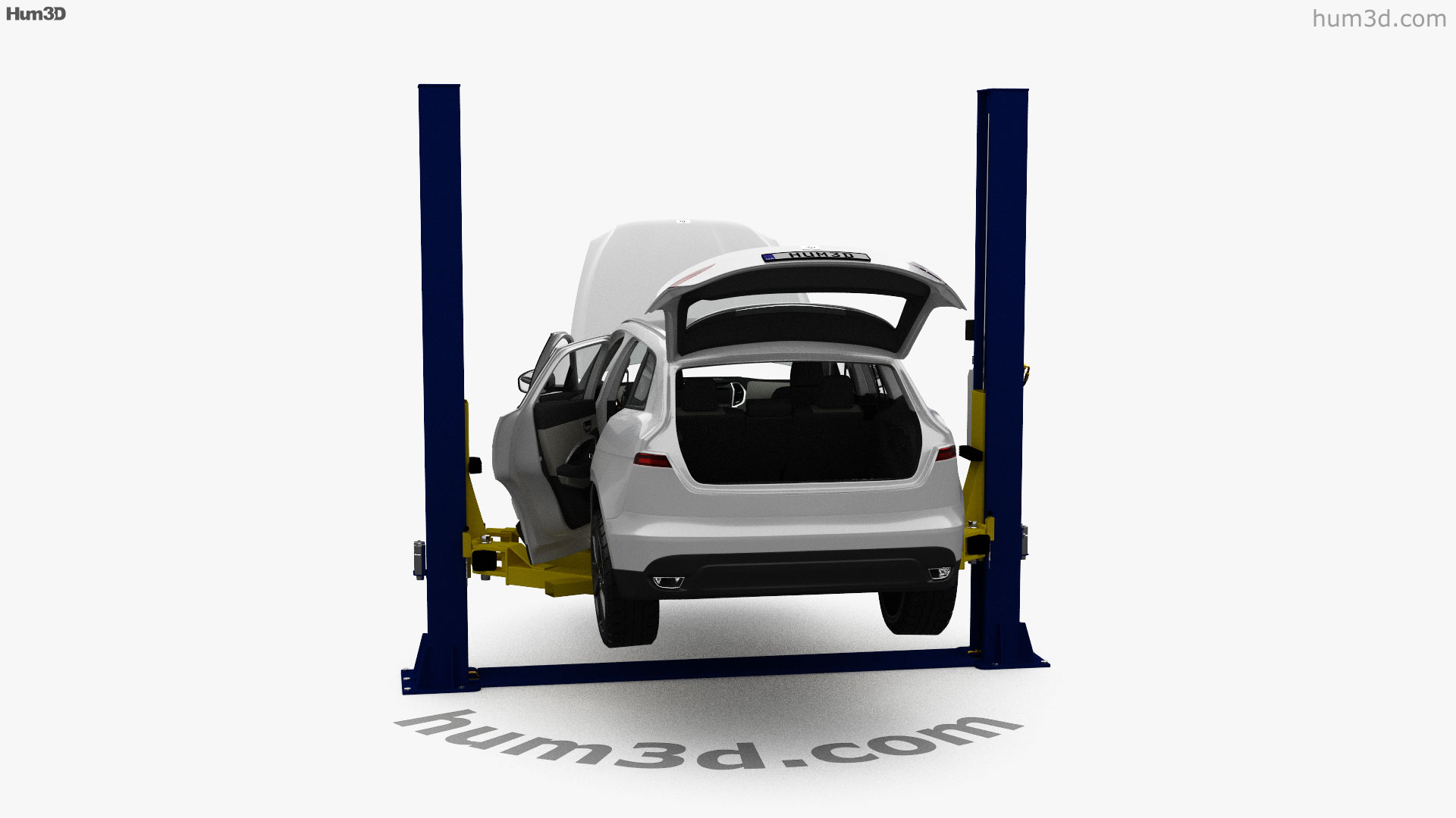 360 view of Car with an open hood on Car Lift 3D model - 3DModels store