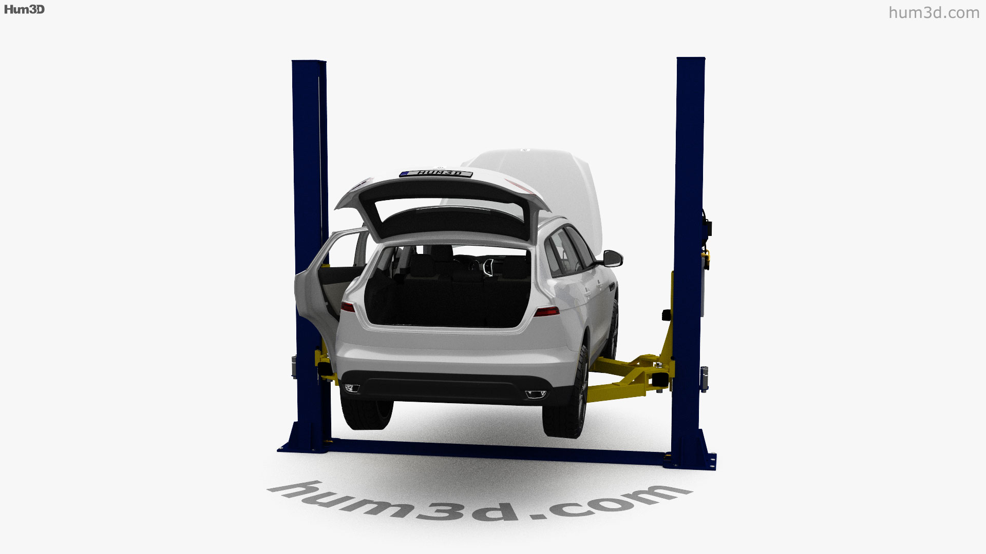 360 view of Car with an open hood on Car Lift 3D model - 3DModels store