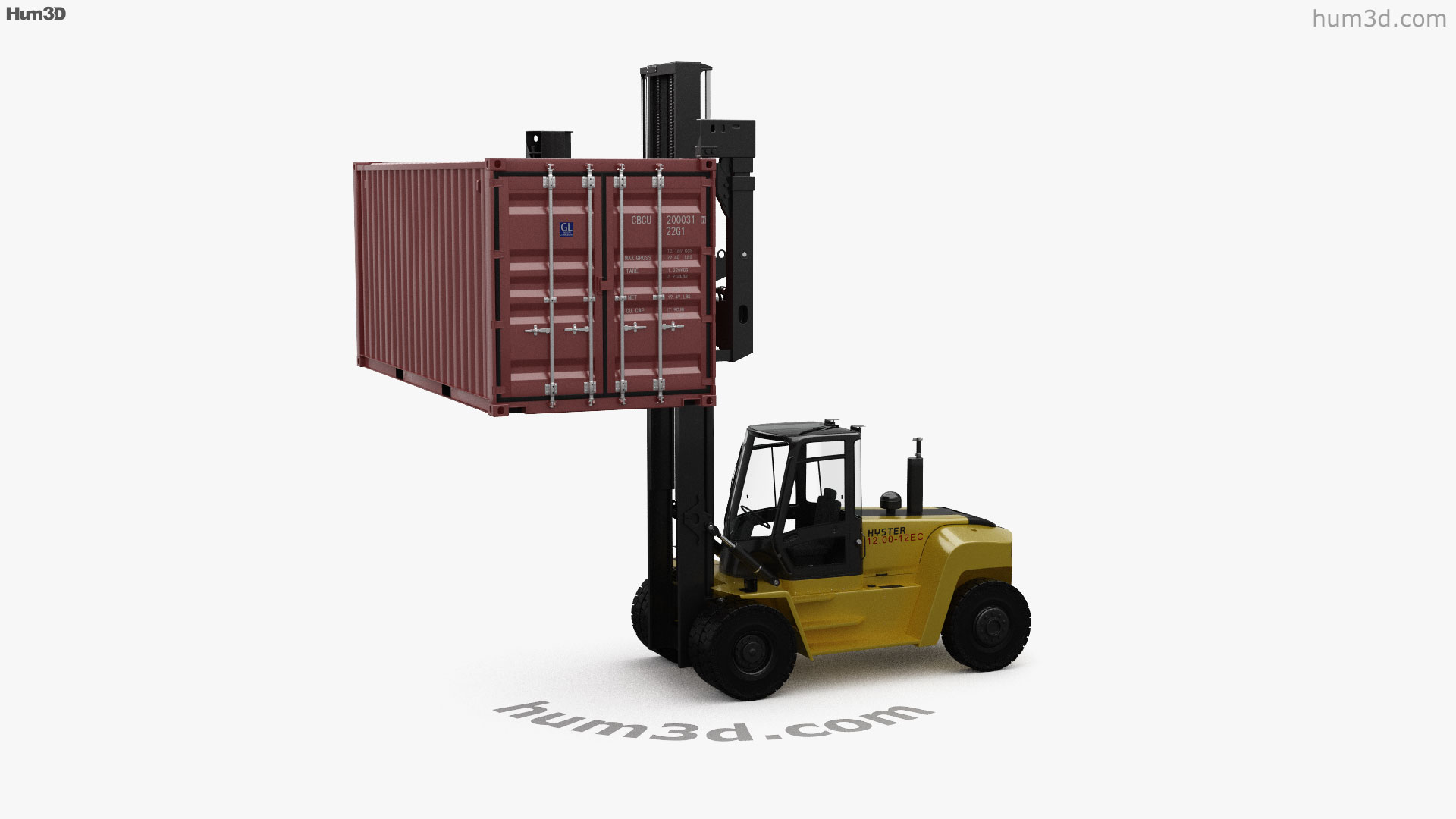 360 view of Hyster H10 Forklift with Shipping Container 2018 3D model ...