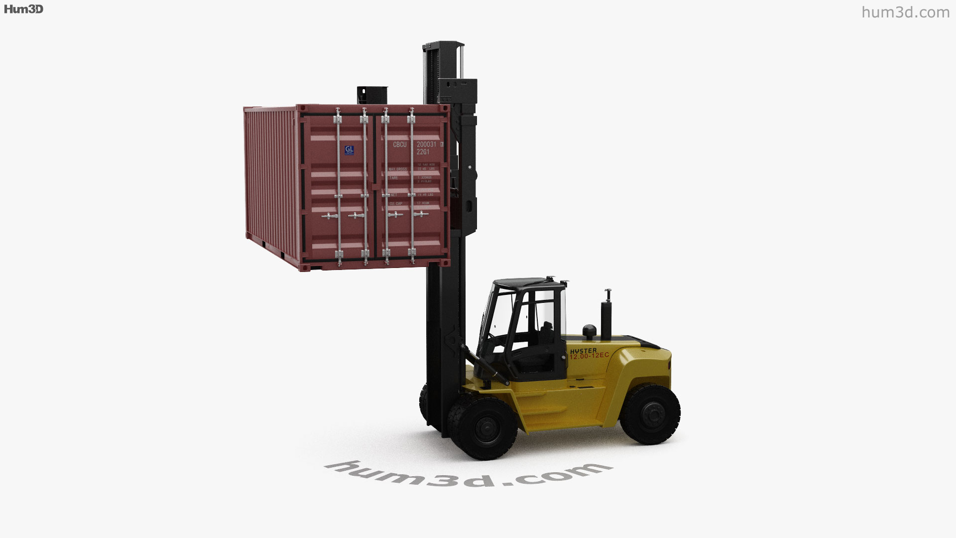 360 view of Hyster H10 Forklift with Shipping Container 2018 3D model ...