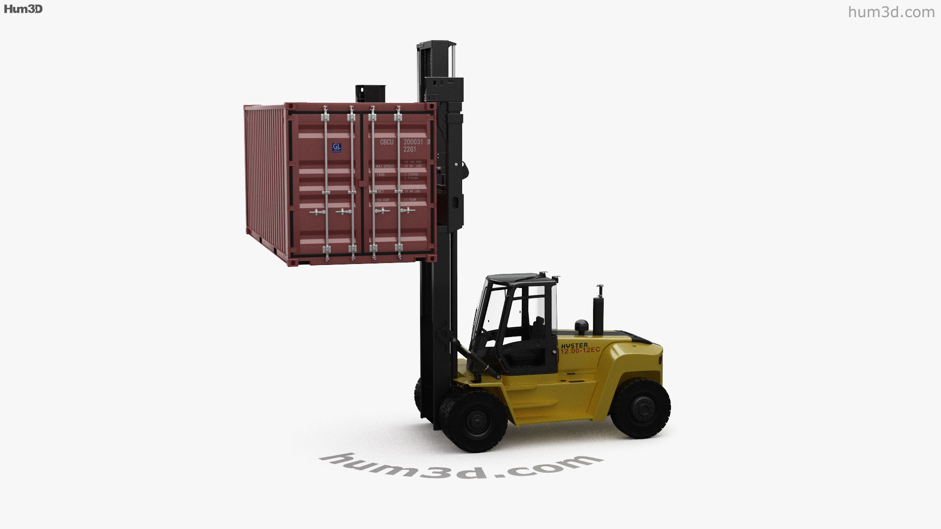 360 view of Hyster H10 Forklift with Shipping Container 2018 3D model ...