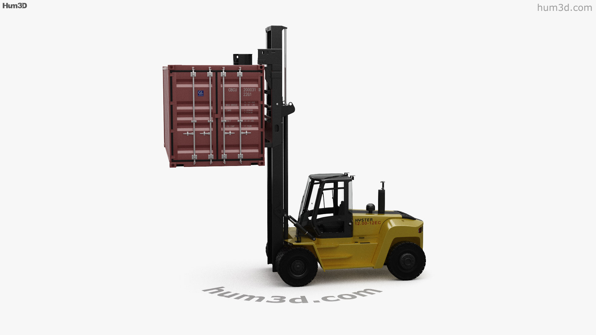 360 view of Hyster H10 Forklift with Shipping Container 2018 3D model ...