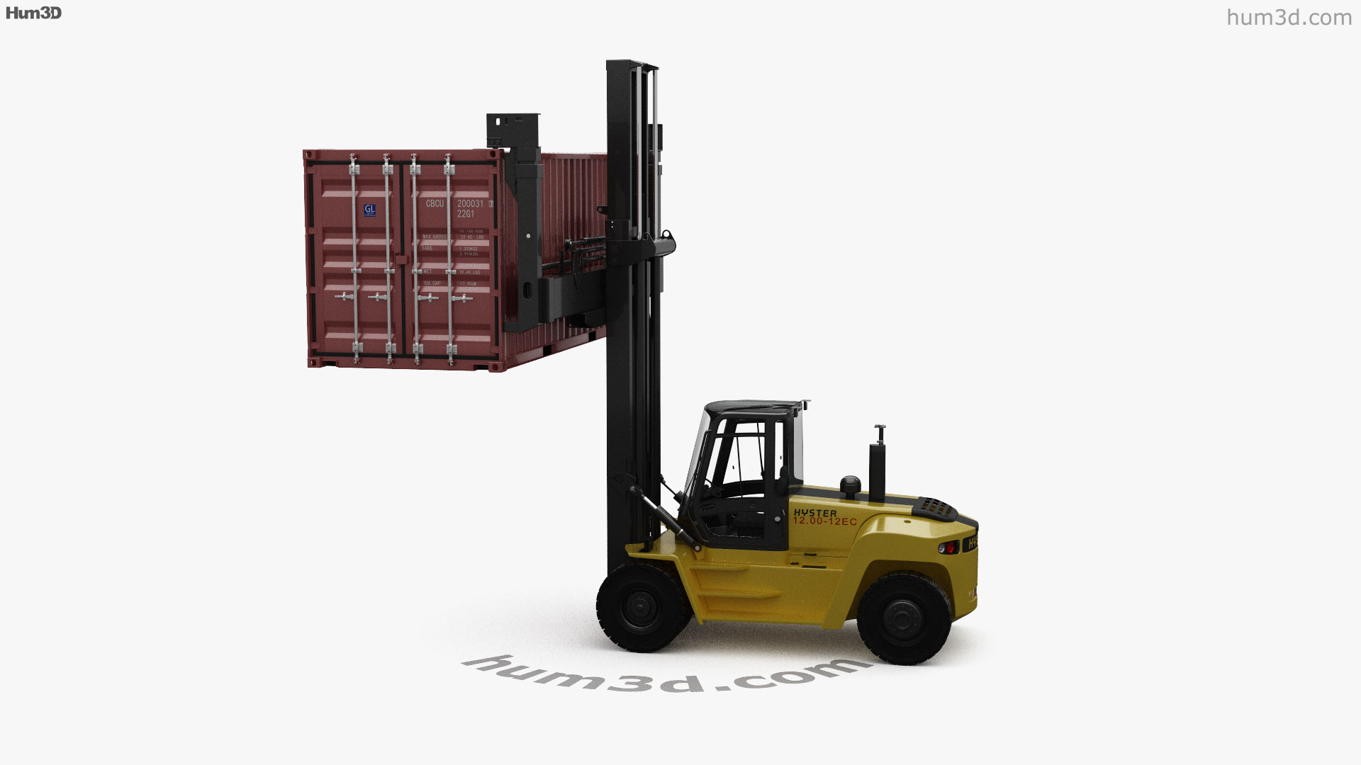 360 view of Hyster H10 Forklift with Shipping Container 2018 3D model ...