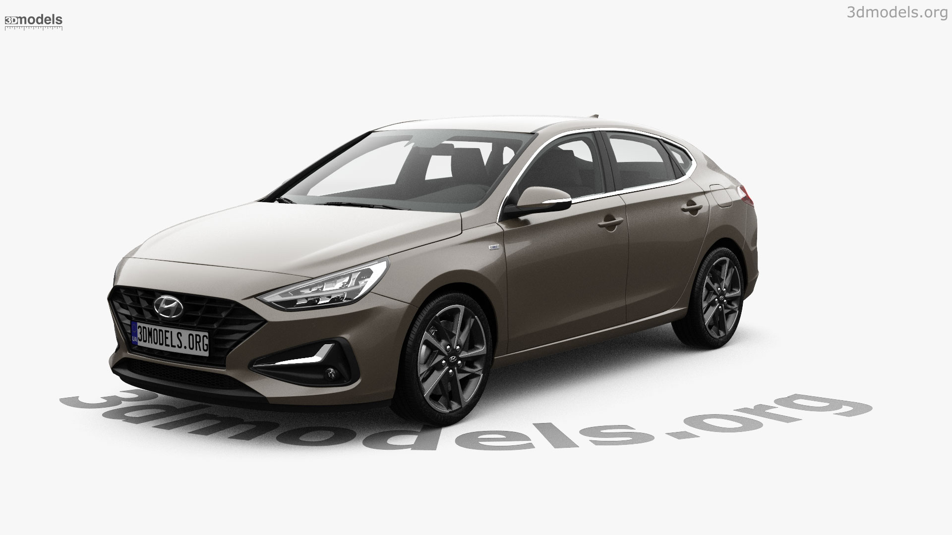 360 view of Hyundai i30 fastback hybrid 2023 3D model - 3DModels store