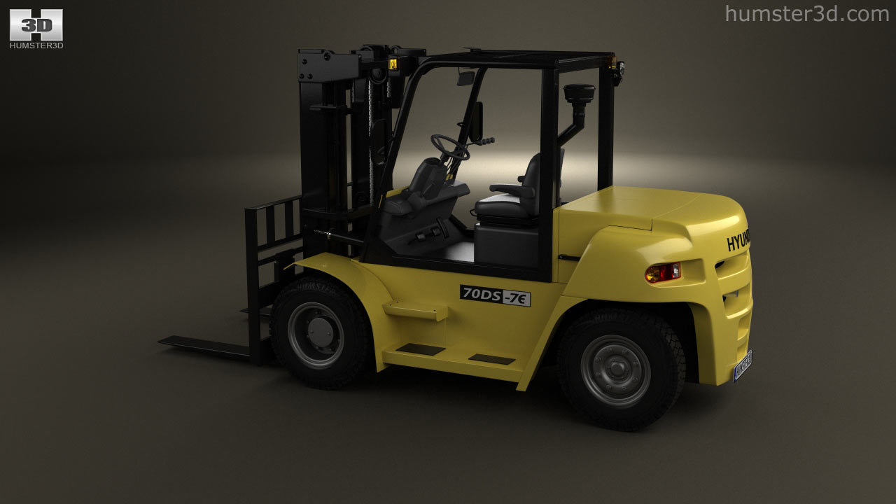 360 view of Hyundai 70DS-7E Forklift 2014 3D model - 3DModels store