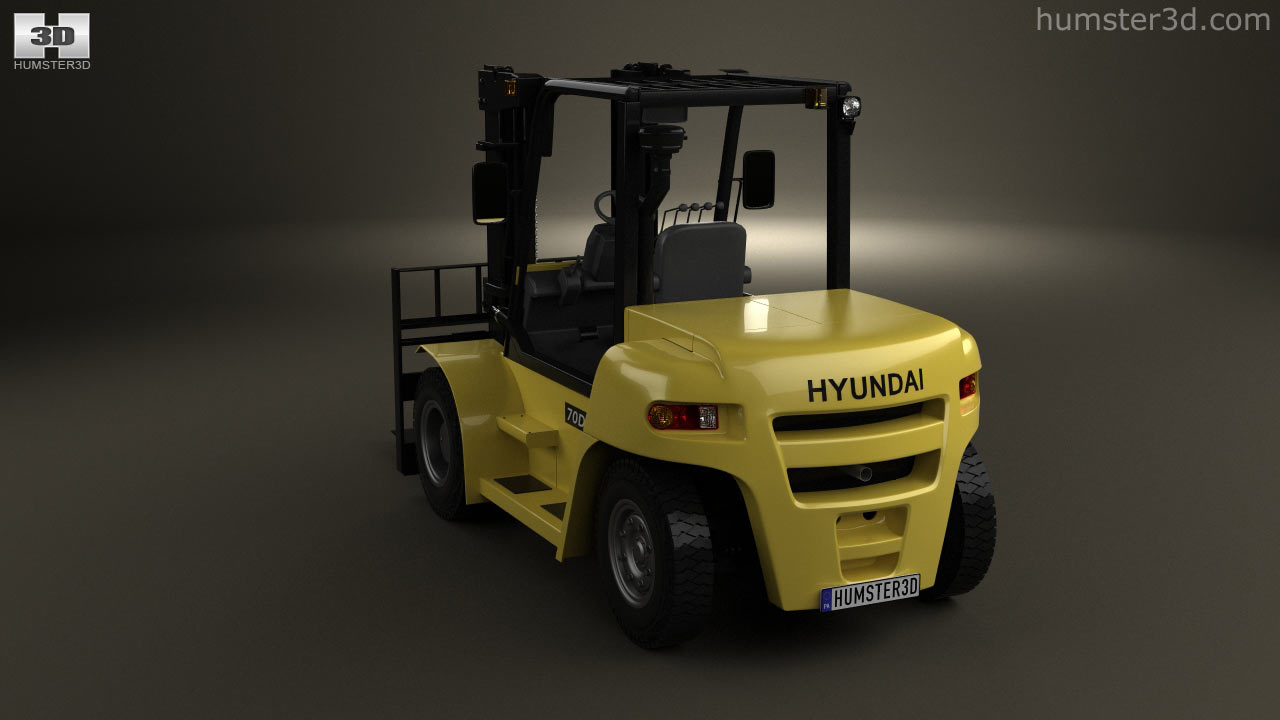360 view of Hyundai 70DS-7E Forklift 2014 3D model - 3DModels store