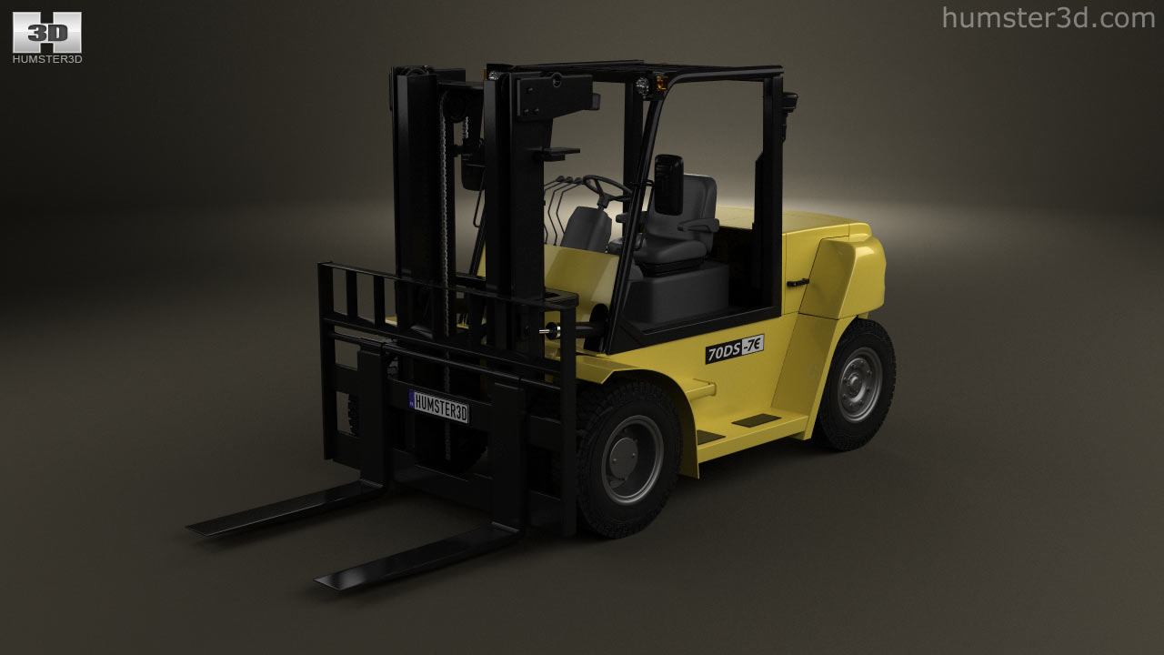 360 view of Hyundai 70DS-7E Forklift 2014 3D model - 3DModels store