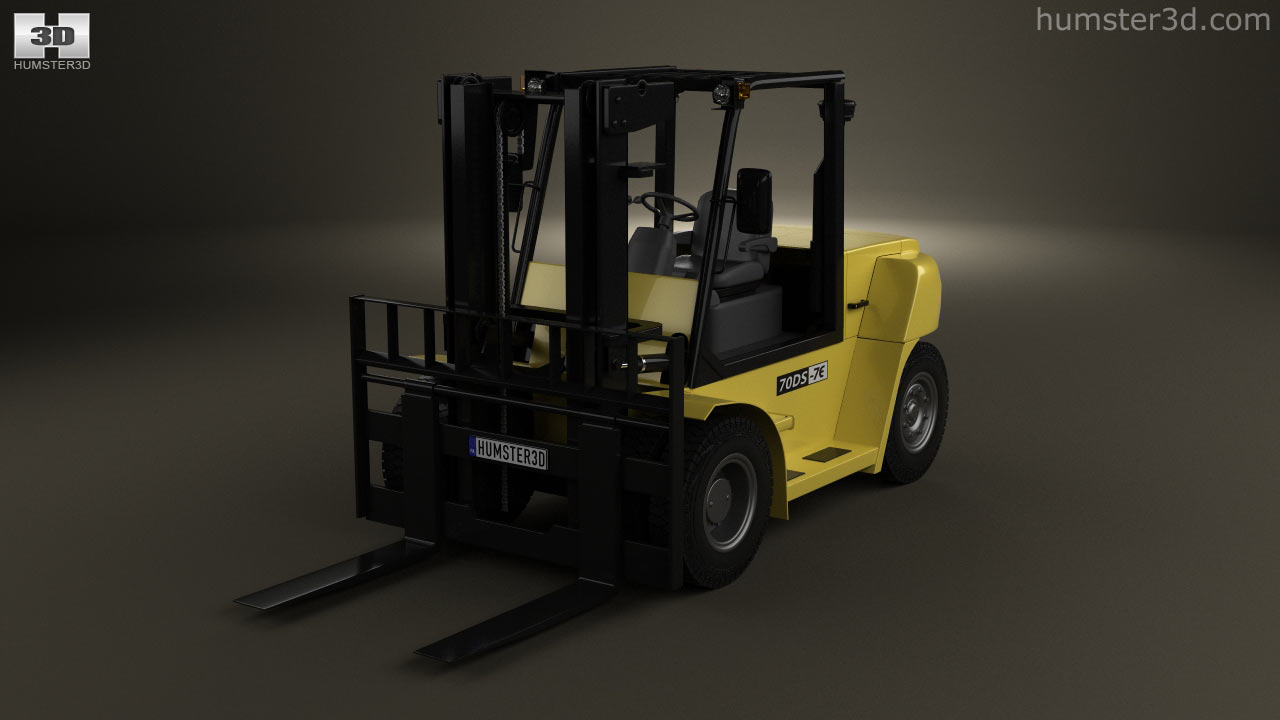 360 view of Hyundai 70DS-7E Forklift 2014 3D model - 3DModels store