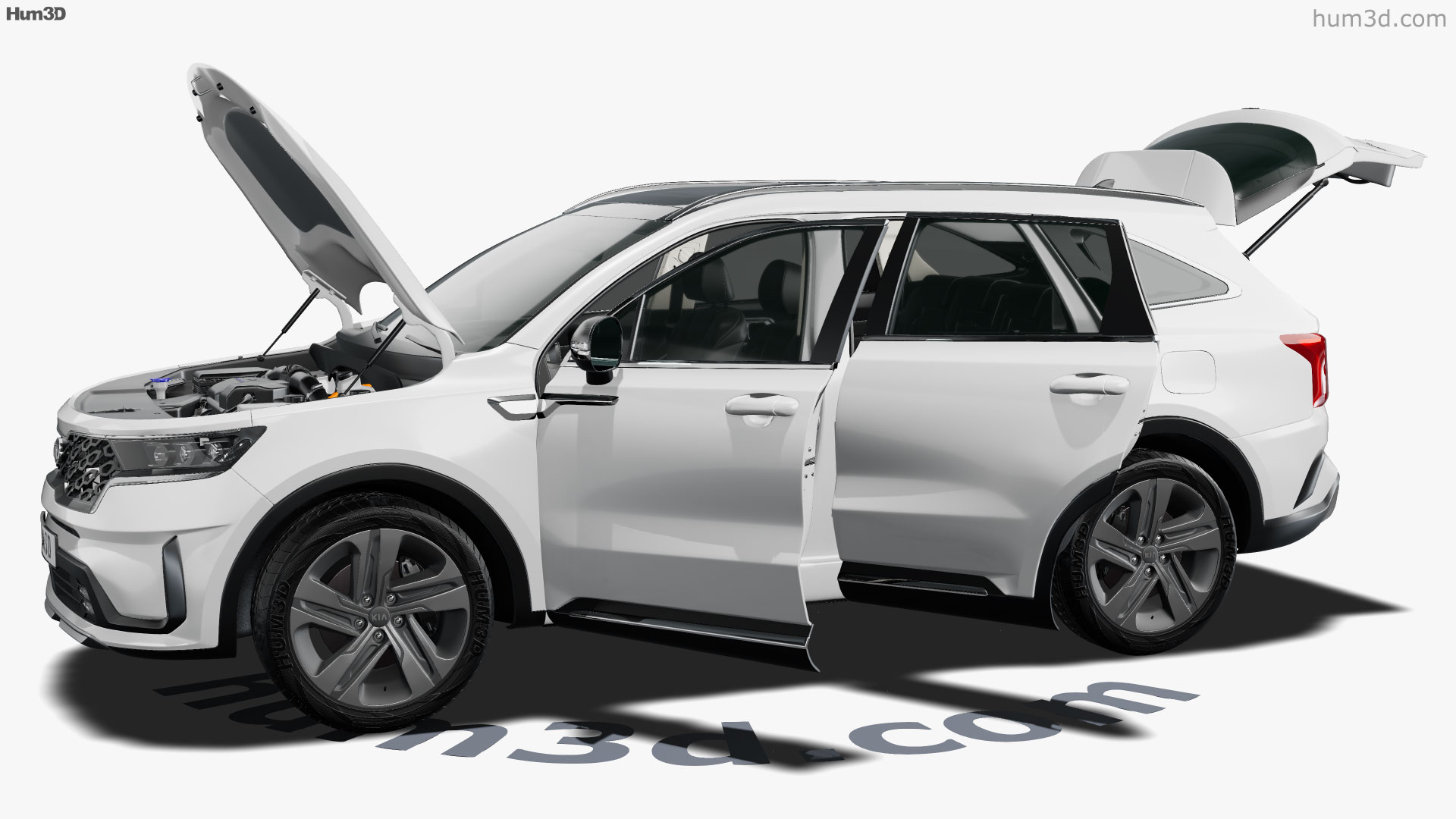 360 view of Kia Sorento EcoHybrid with HQ interior and engine 2020 3D ...