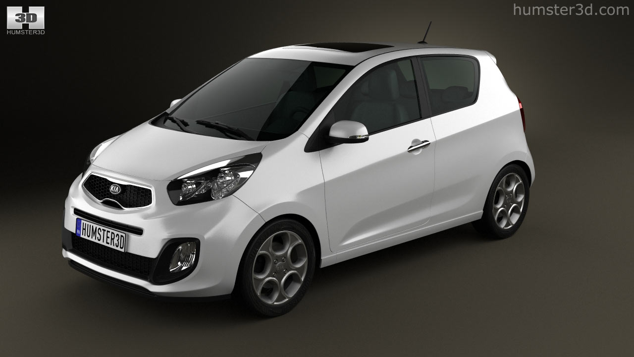360 view of Kia Picanto (Morning) 3-door 2014 3D model - 3DModels store