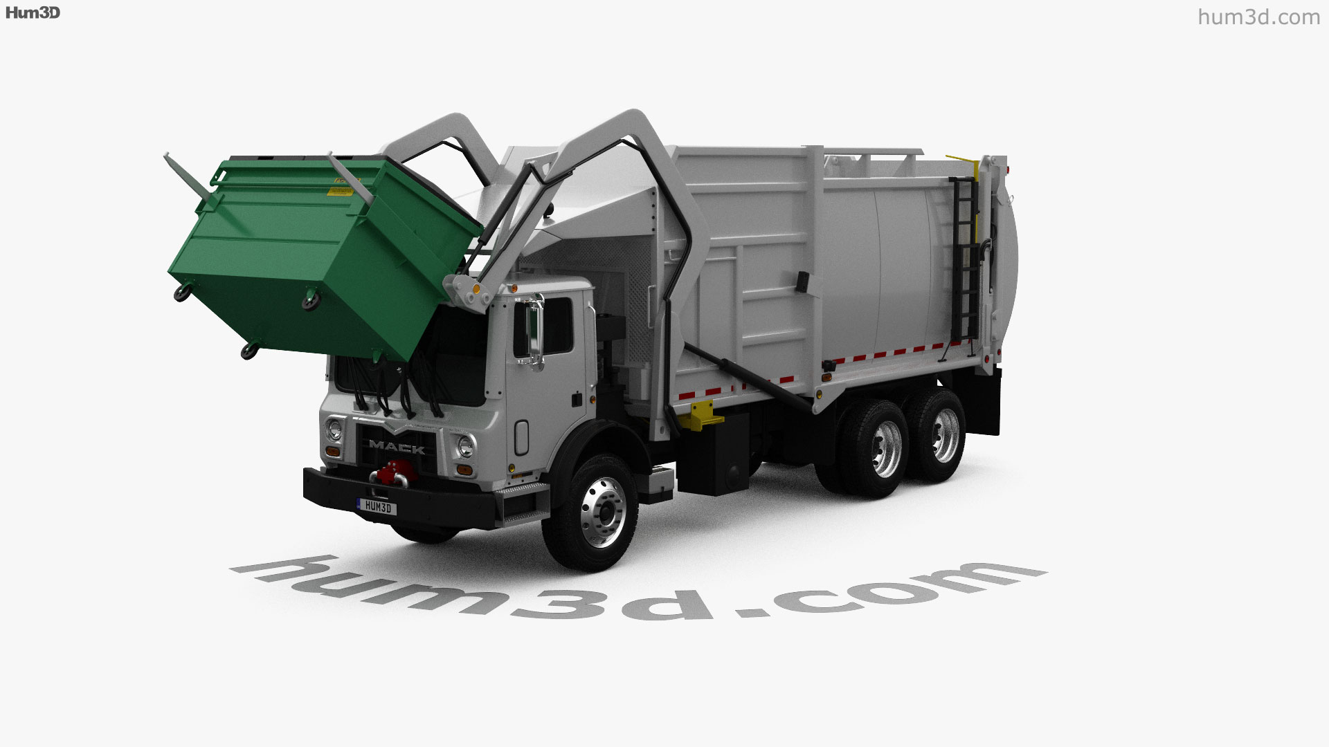 360度查看 Mack TerraPro MRU613 Garbage Hercules Truck Dumpster 2020 3D模型 ...