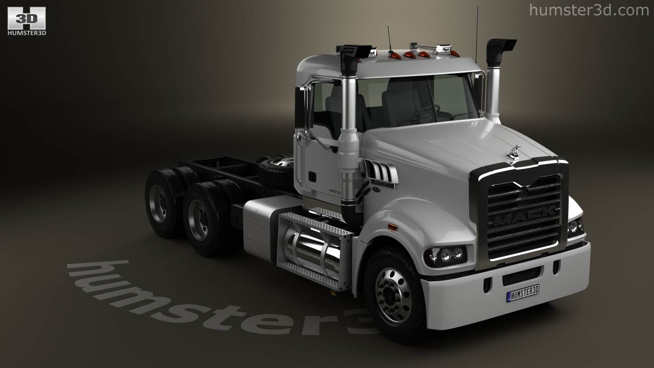 360 view of Mack Trident Axle Forward Day Cab Chassis Truck 2008 3D ...