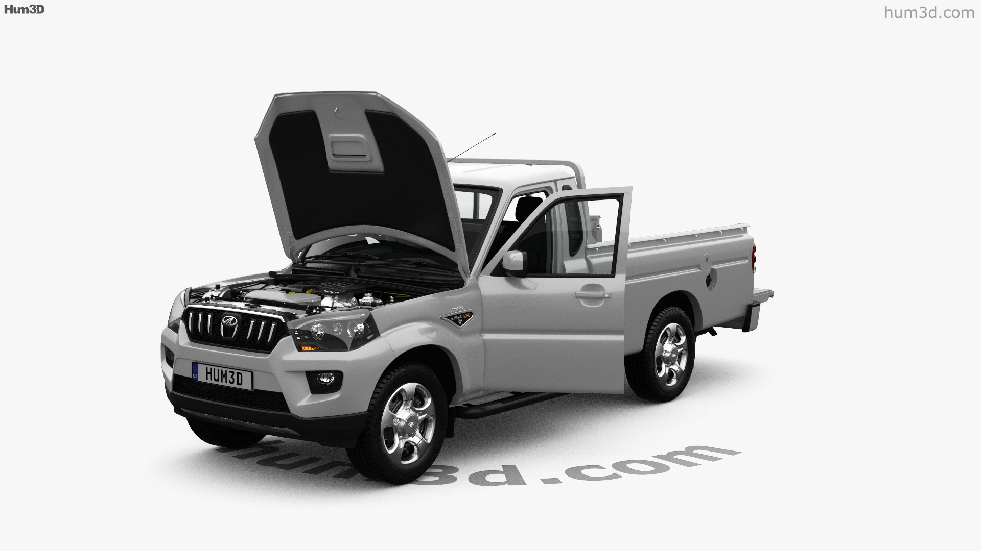 Vista 360 del modelo 3D de Mahindra Pik Up Cabina Simple con interior y ...
