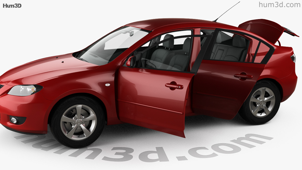 360 view of Mazda 3 sedan with HQ interior 2009 3D model - 3DModels store