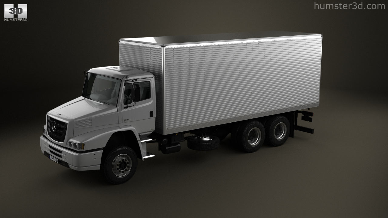 360 view of Mercedes-Benz Atron Box Truck 2016 3D model - 3DModels store
