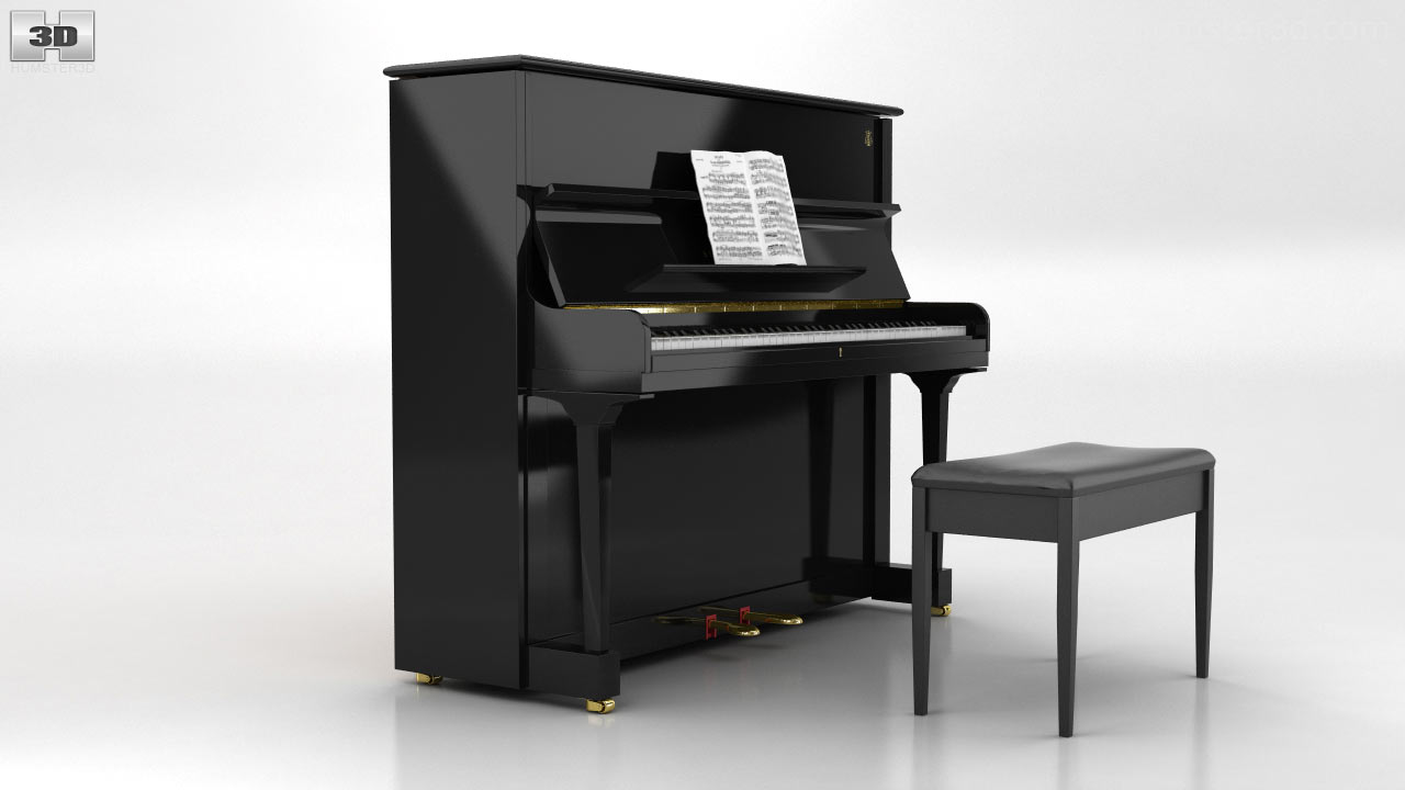 360 view of Upright Piano 3D model - 3DModels store