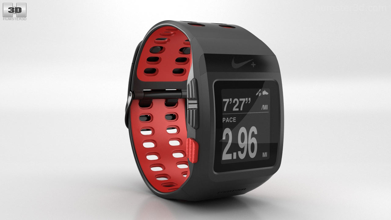 360 view of Nike+ SportWatch GPS Black/Red 3D model - 3DModels store