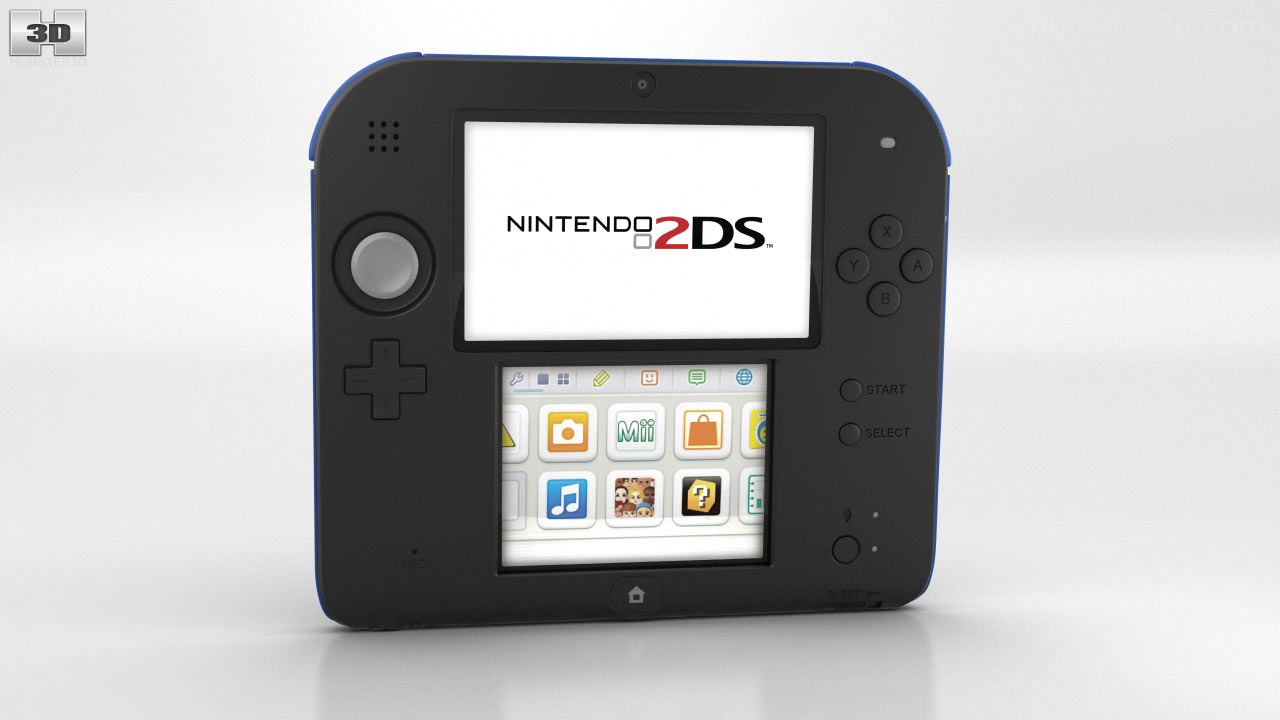 360 view of Nintendo 2DS Black + Blue 3D model - 3DModels store