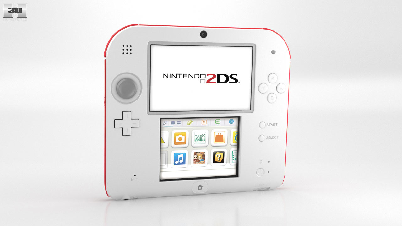 360 view of Nintendo 2DS White + Red 3D model - 3DModels store