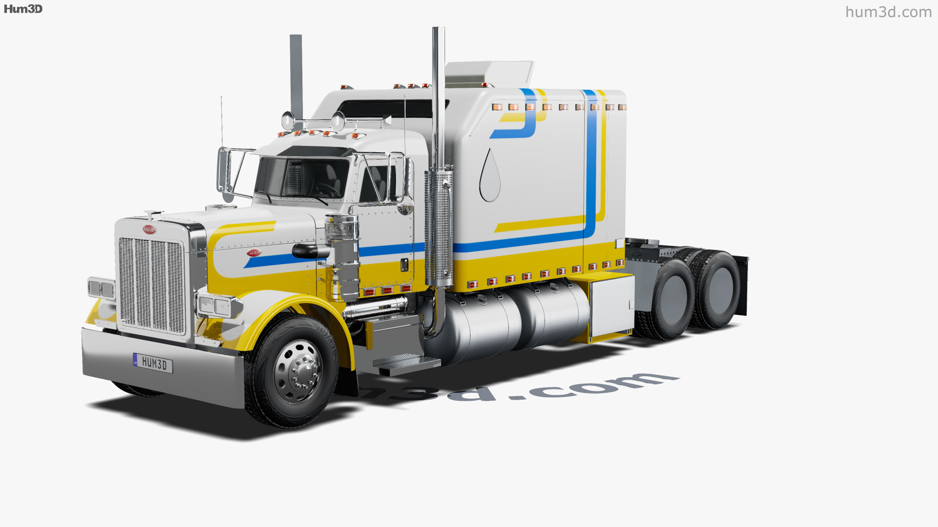 360 view of Peterbilt 379 Long Sleeper Cab Tractor Truck 3-way 1991 3D ...