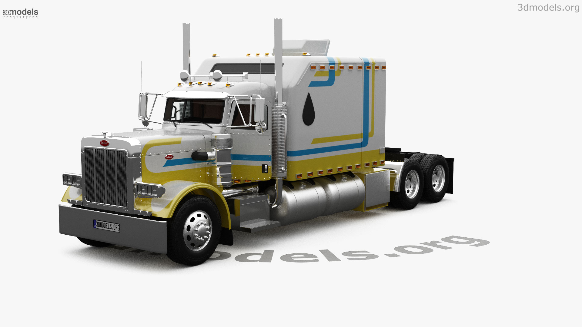 360 view of Peterbilt 379 Long Sleeper Cab Tractor Truck 3-way with HQ ...
