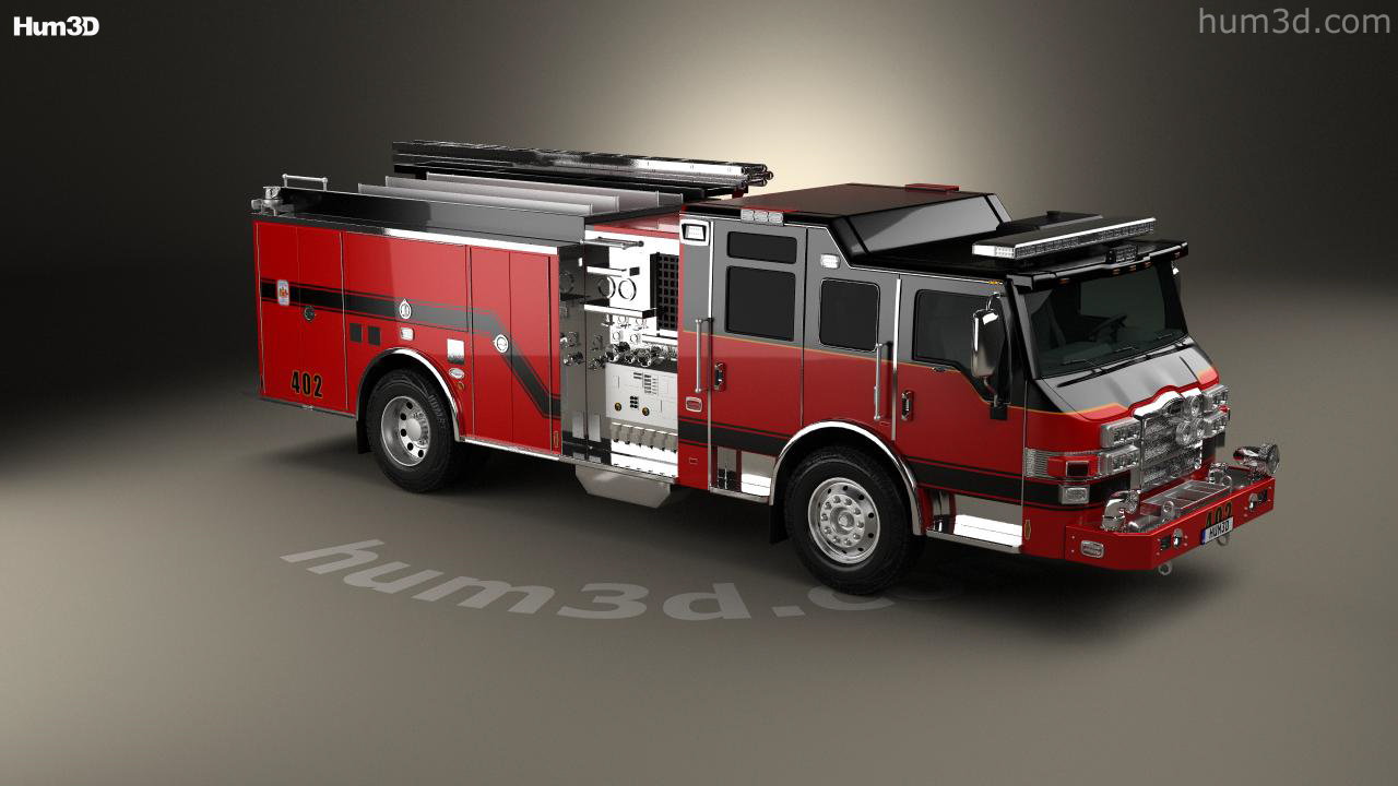 360 view of Pierce E402 Pumper Fire Truck 2018 3D model - 3DModels store