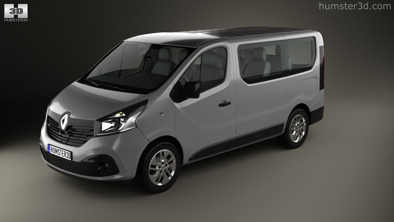 360 view of Renault Trafic Passenger Van 2017 3D model - 3DModels store