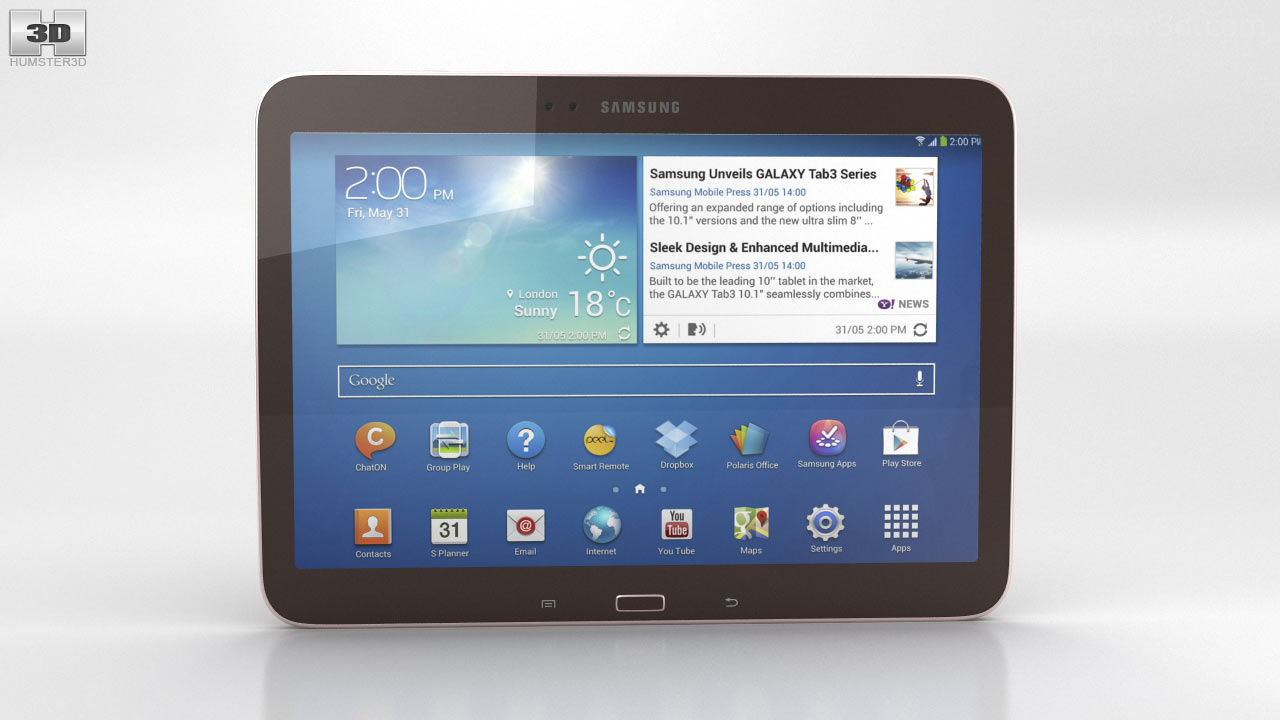 360 view of Samsung Galaxy Tab 3 10.1-inch Gold Brown 3D model ...