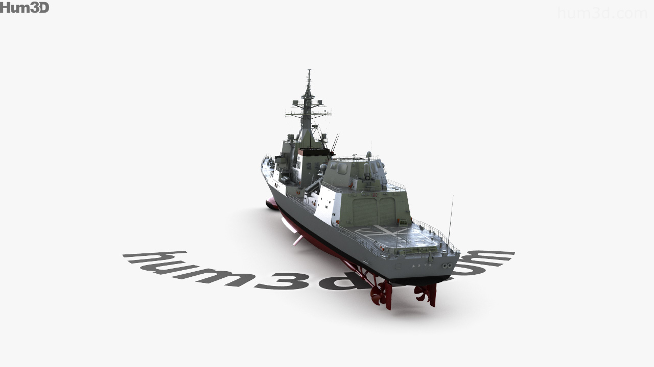 360 view of Akizuki-class destroyer 3D model - 3DModels store