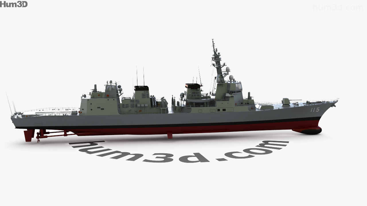 360 view of Akizuki-class destroyer 3D model - 3DModels store